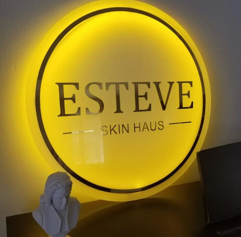 Custom Round Acrylic Logo Sign, 3D Laser Cut Led Backlit Sign, Hair ...