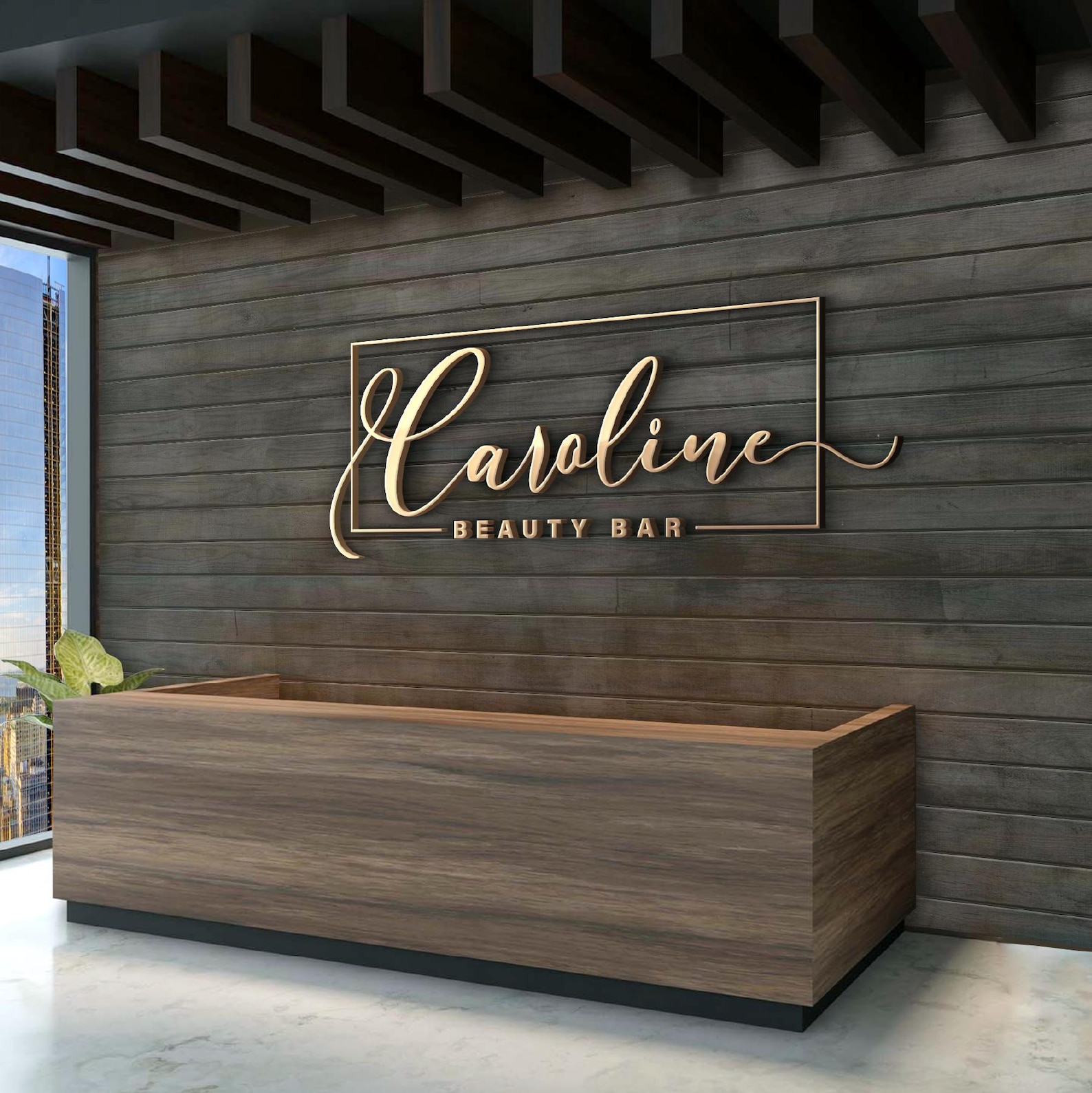 Personalized Mirrored Acrylic Salon Sign: 3D Business Logo Wall Decor ...