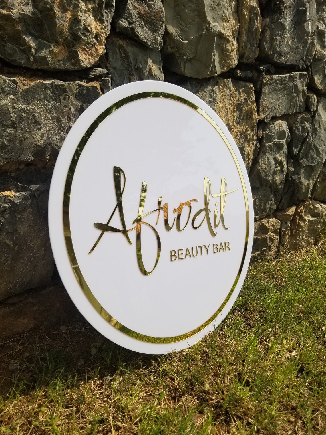 CUSTOM BUSINESS LOGO Round Mirror Sign Made of Acrylic in Multiple ...