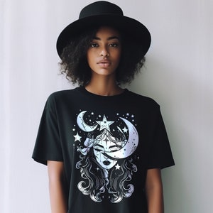 Moon Goddess T-shirt | Celestial Crescent Moon | Witch Clothing ...