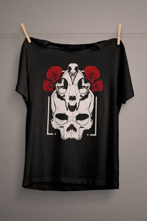 Skulls T-shirt Goth Gothic Clothing E-girl Witch Aesthetic - Etsy