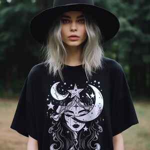 Moon Goddess T-shirt | Celestial Crescent Moon | Witch Clothing ...
