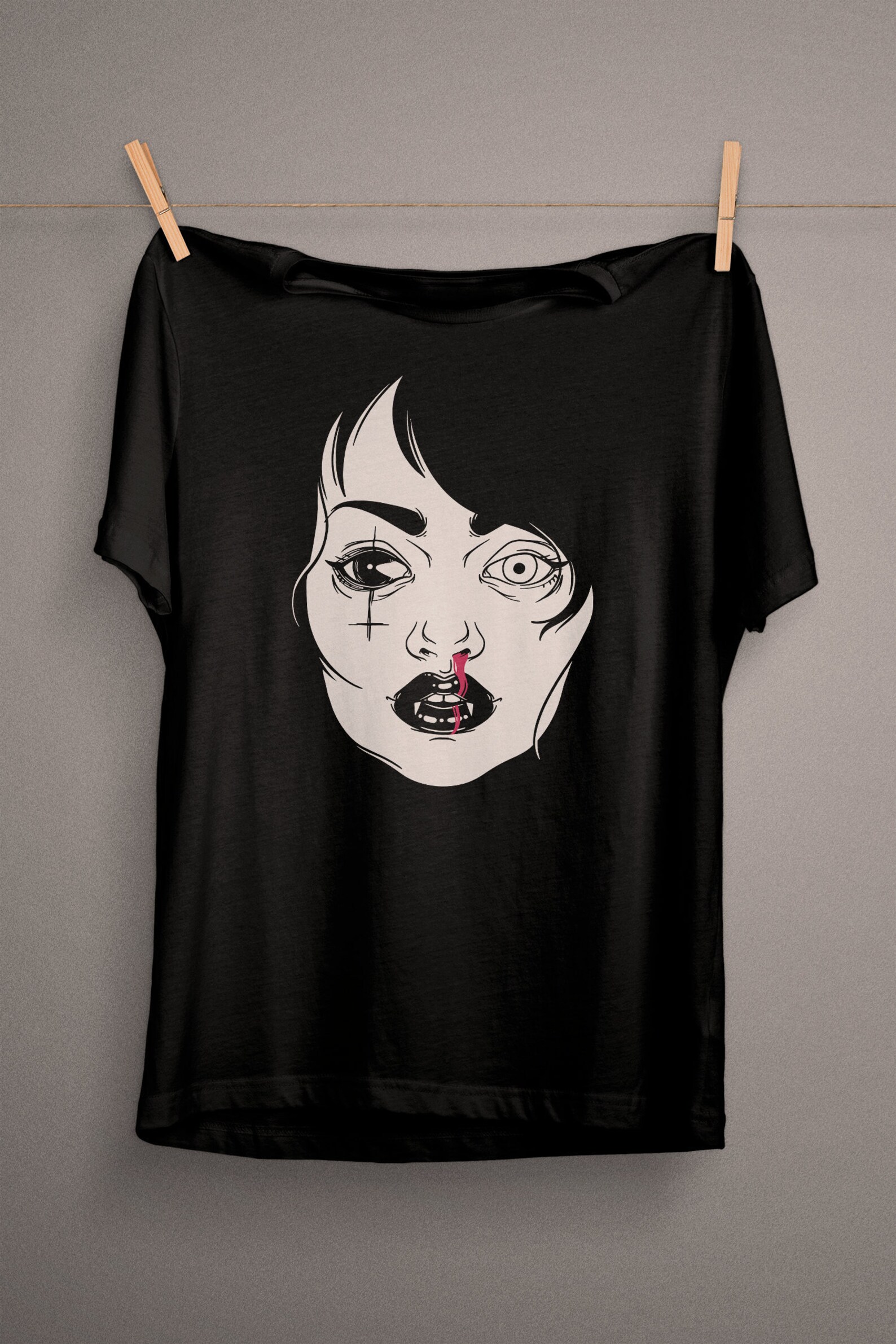 Vampire Fangs T-shirt Gothic Clothing Goth Shirt Graphic - Etsy