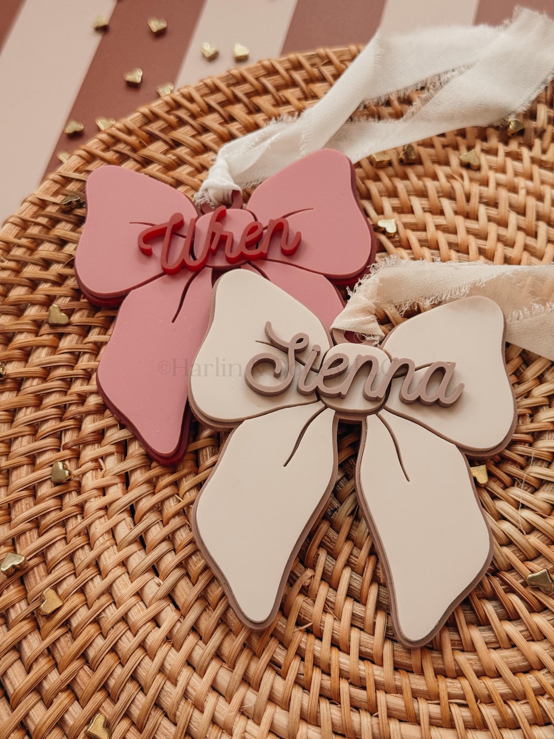 Personalized Bow Name Tag • Custom Acrylic Bag Tag • Gift Tag for Kids ...