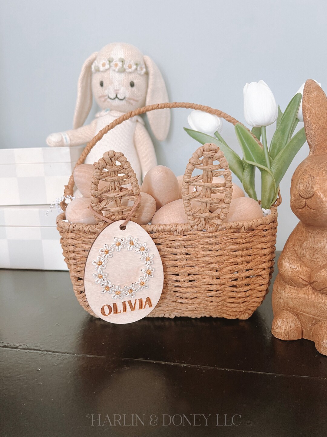 DIY Embroidery Kit Easter Basket Tag, Personalized, Easter Basket Name ...