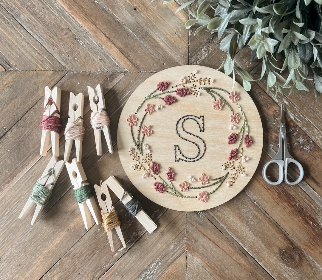 Embroidered Initial DIY Kit, DIY Embroidery Kit, Embroidery Gift, Gift ...