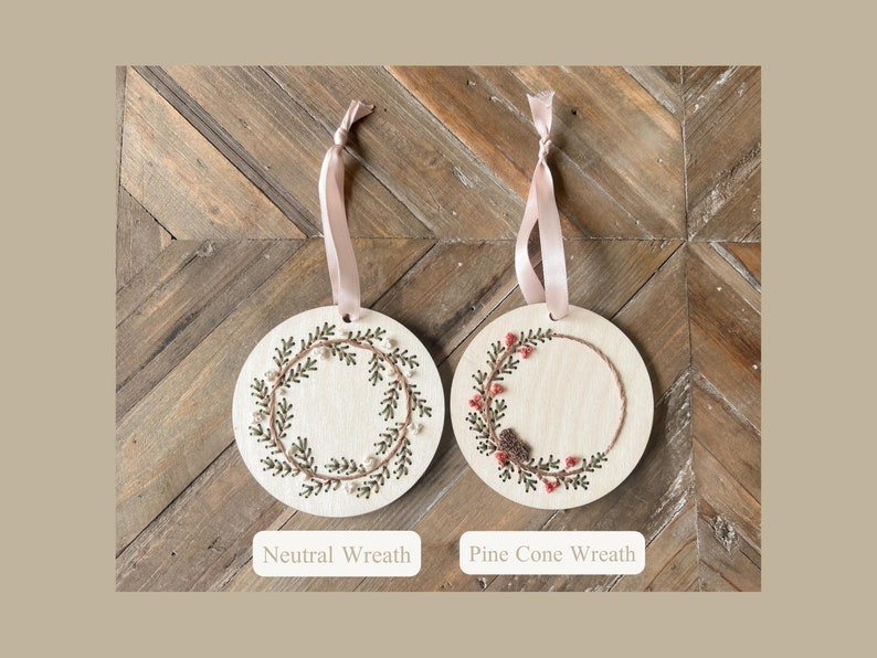 Embroidered Wreath Ornament DIY Embroidery Kit Embroidered - Etsy