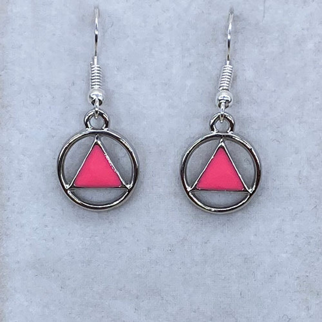 Pink AA Earrings: Recovery Jewelry, Sobriety Gift - Etsy
