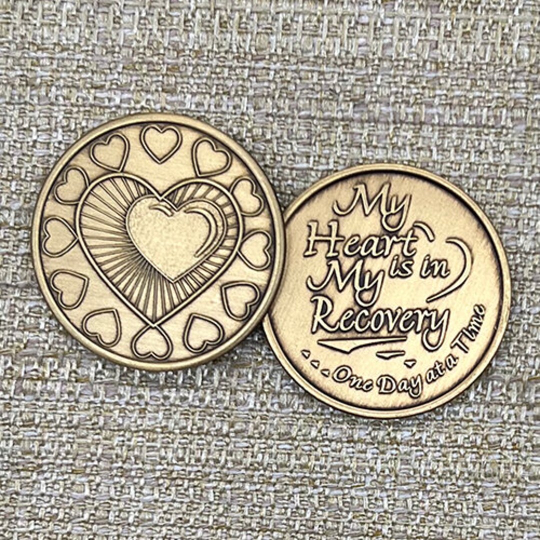 Heart Medallion, Heart Coin, Heart in Recovery Medallion, Recovery Coin ...