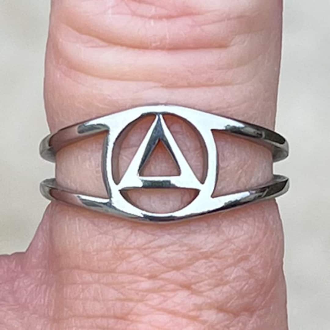 Alcoholics Anonymous Ring, AA Stainless Ring, 12 Step Jewelry, Recovery ...