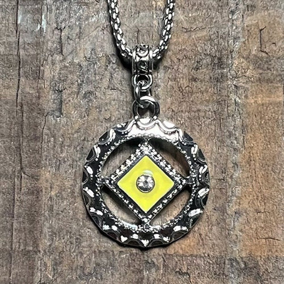 Recovery Jewelry, Narcotics Anonymous Yellow Cloisonné Enameled Pendant ...