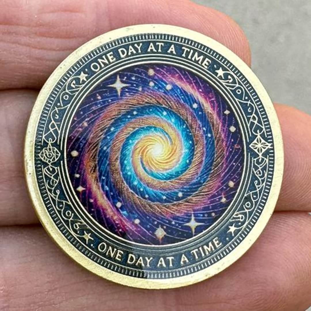 12 Step Recovery Coin, Recovery Medallion, Cosmic Universe Serenity ...