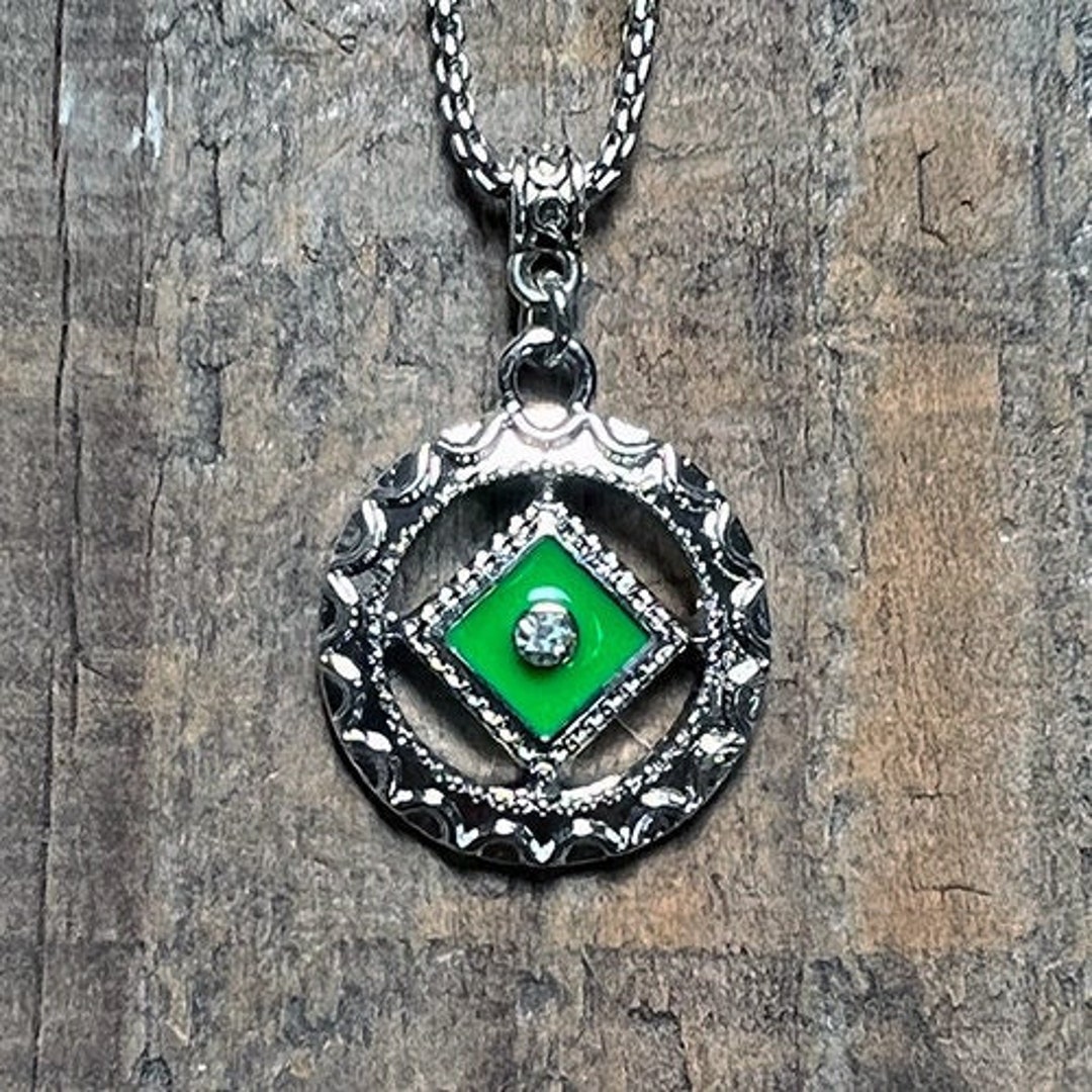 Recovery Jewelry, Narcotics Anonymous Green Cloisonné Enameled Pendant ...