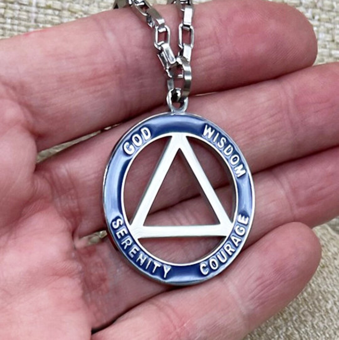 AA Stainless Steel Pendant: Serenity Prayer, 12 Step Recovery Jewelry ...