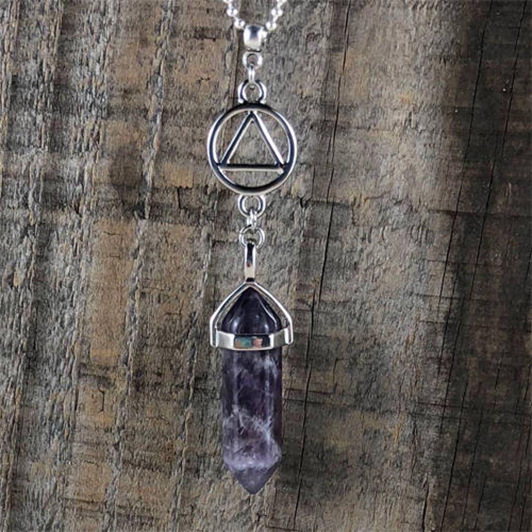 Amethyst AA Charm Necklace: 12 Step Sobriety Gift - Etsy