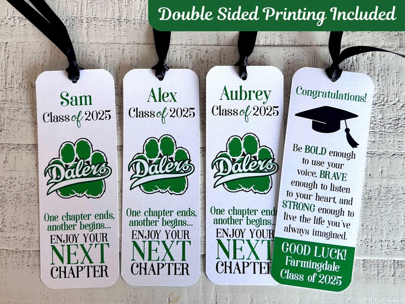 Custom Printed Graduation Bookmark, Thick Quality Durable Cardstock ...
