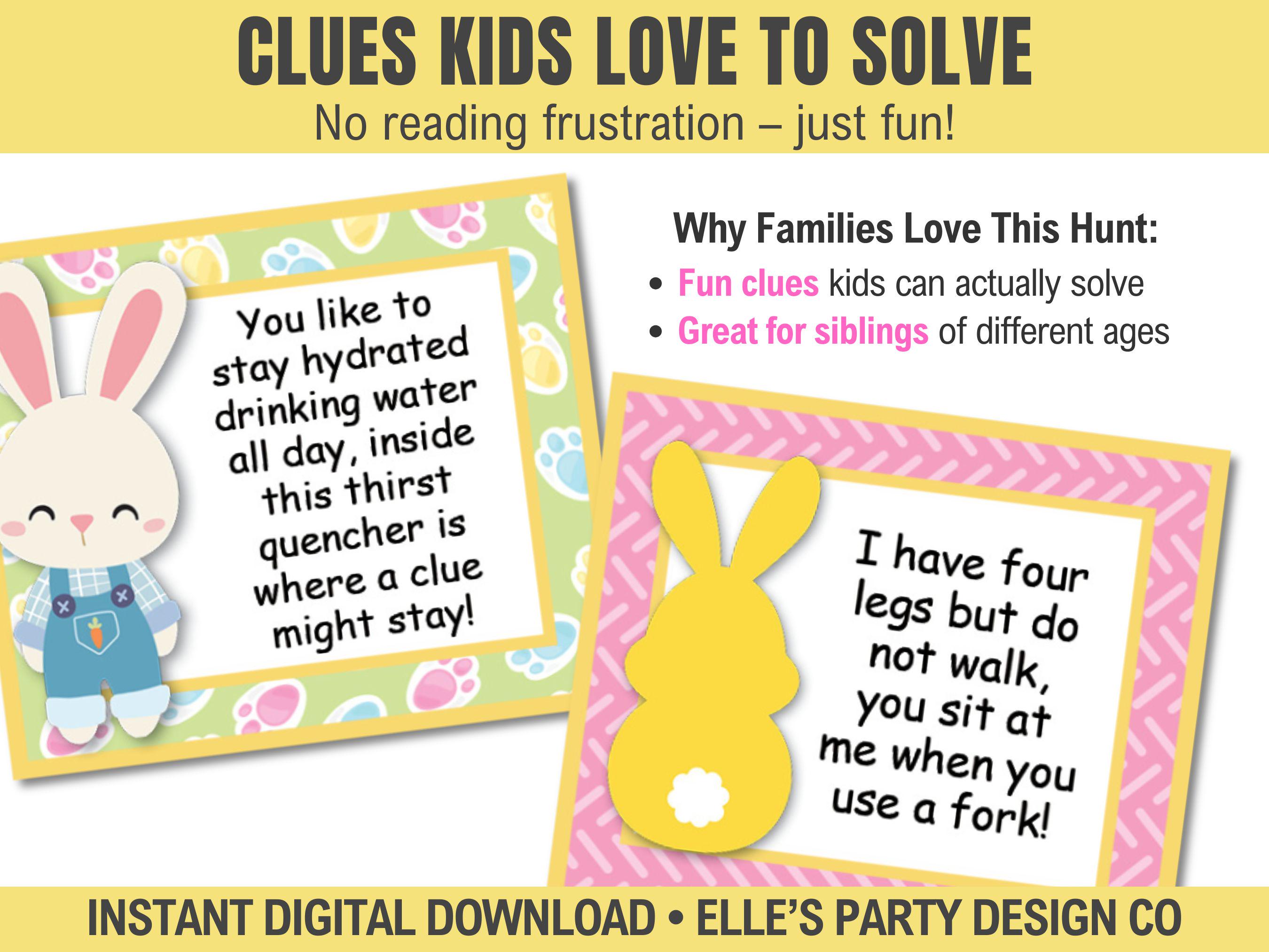 Indoor Easter Scavenger Hunt for Kids, 42 Clue Cards, Printable ...