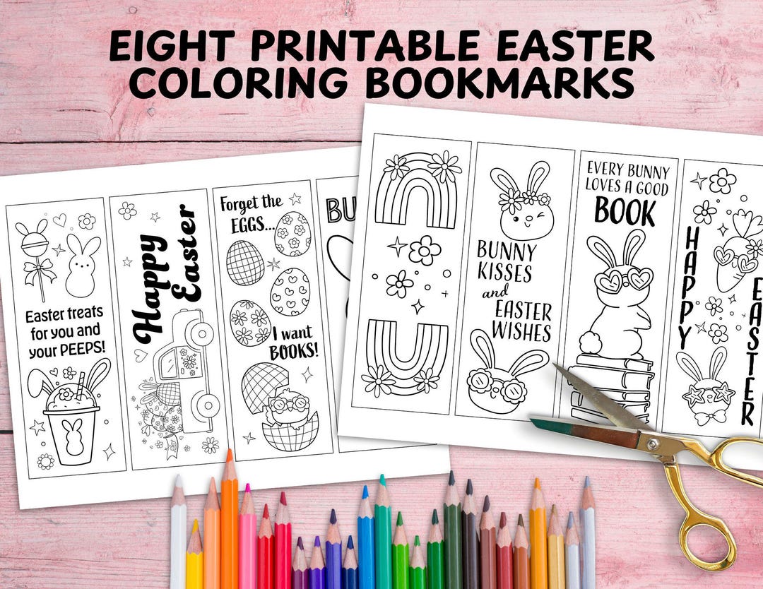 Easter Coloring Bookmarks, Printable Easter Coloring Pages, Class Party ...