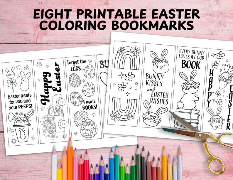 Easter Coloring Bookmarks: Printable Class Party Activity (digital ...