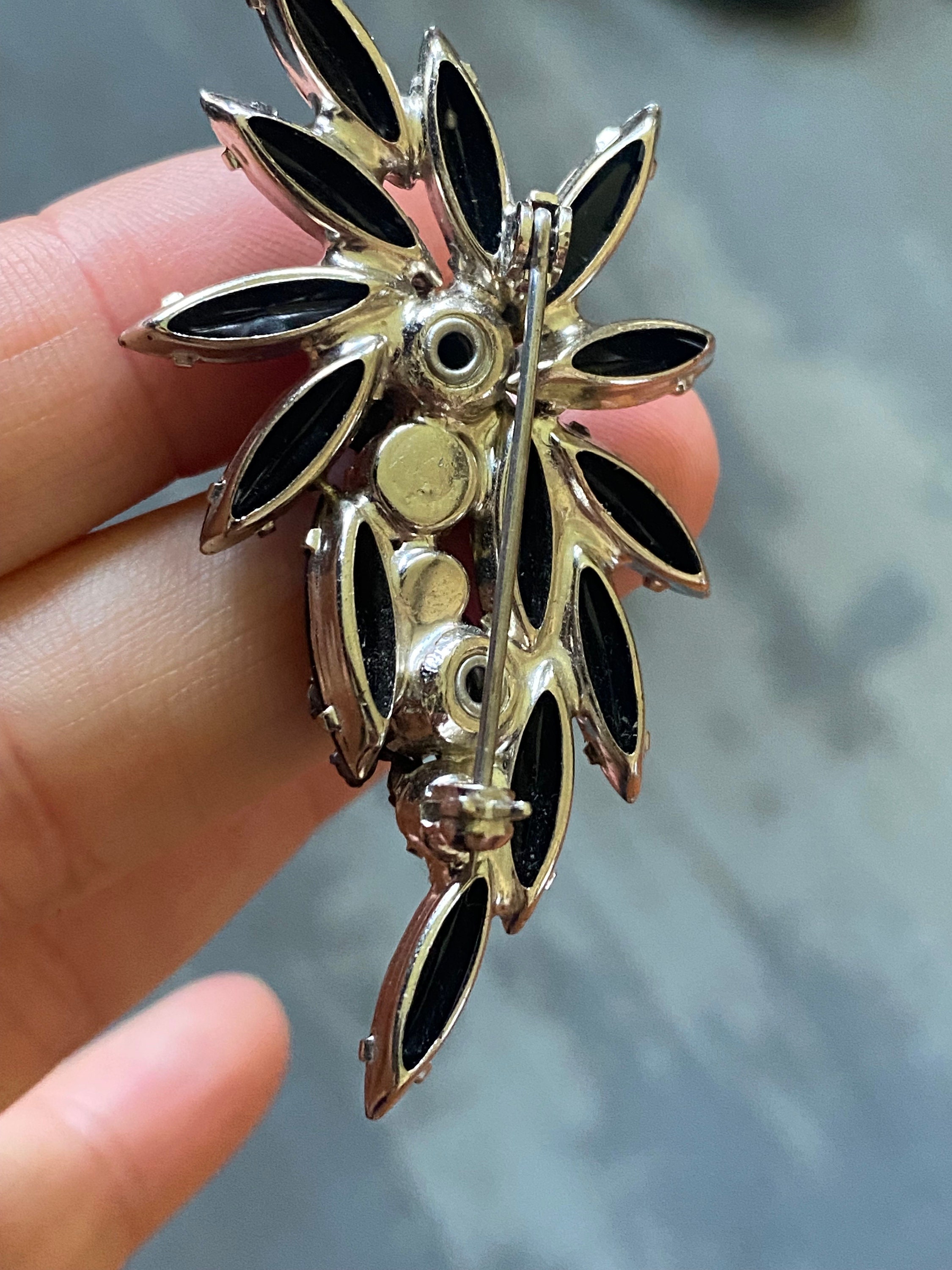 Vintage Juliana Delizza and Elster Jet Black and Clear White Glass ...