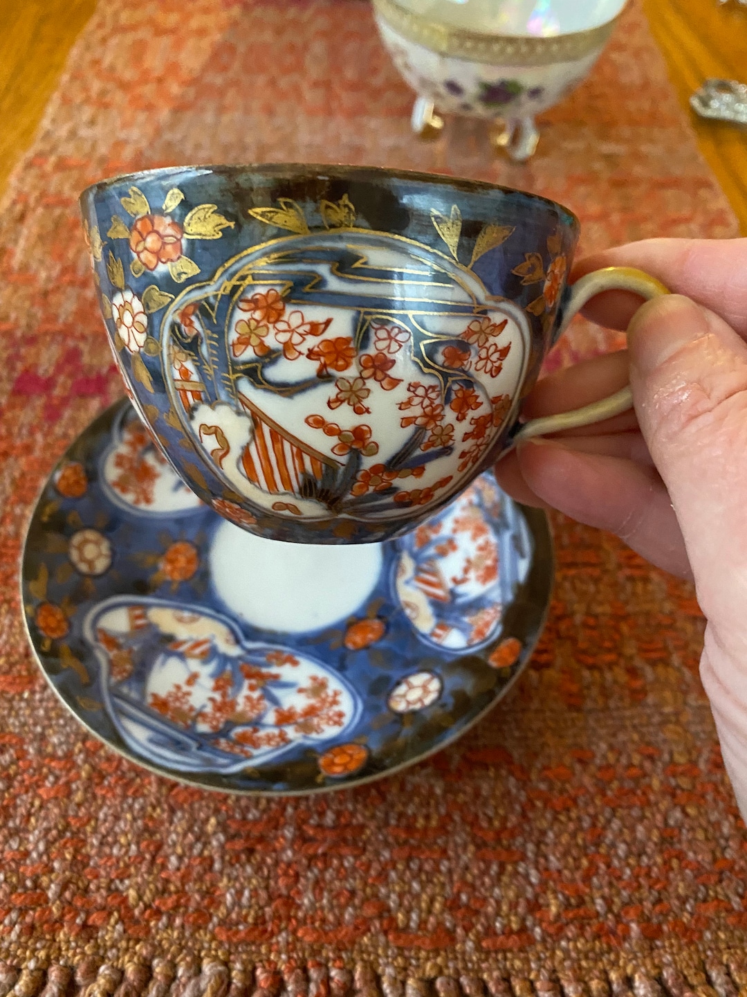 Exquisite Antique Asian Imari Style Tea Cup Saucer Eggshell Porcelain ...