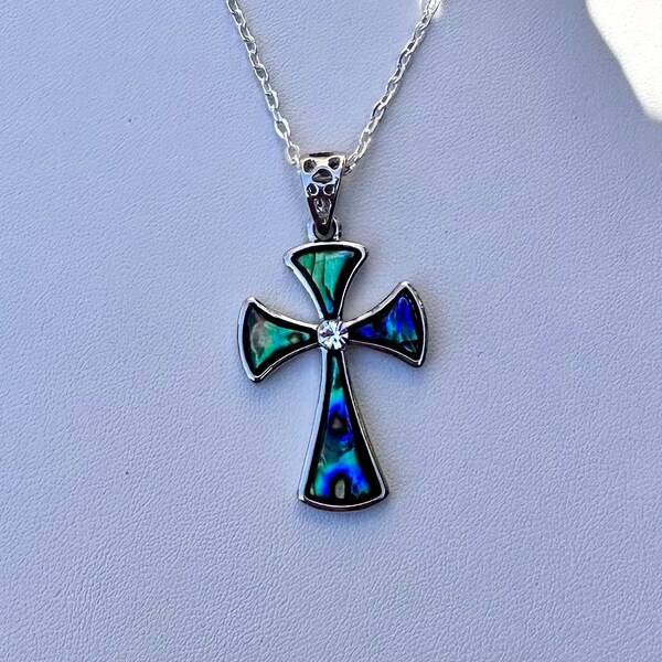 Abalone Cross Necklace - Etsy