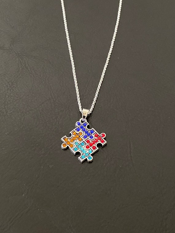 Autism Necklace Autism Puzzle Piece Necklace Autism - Etsy