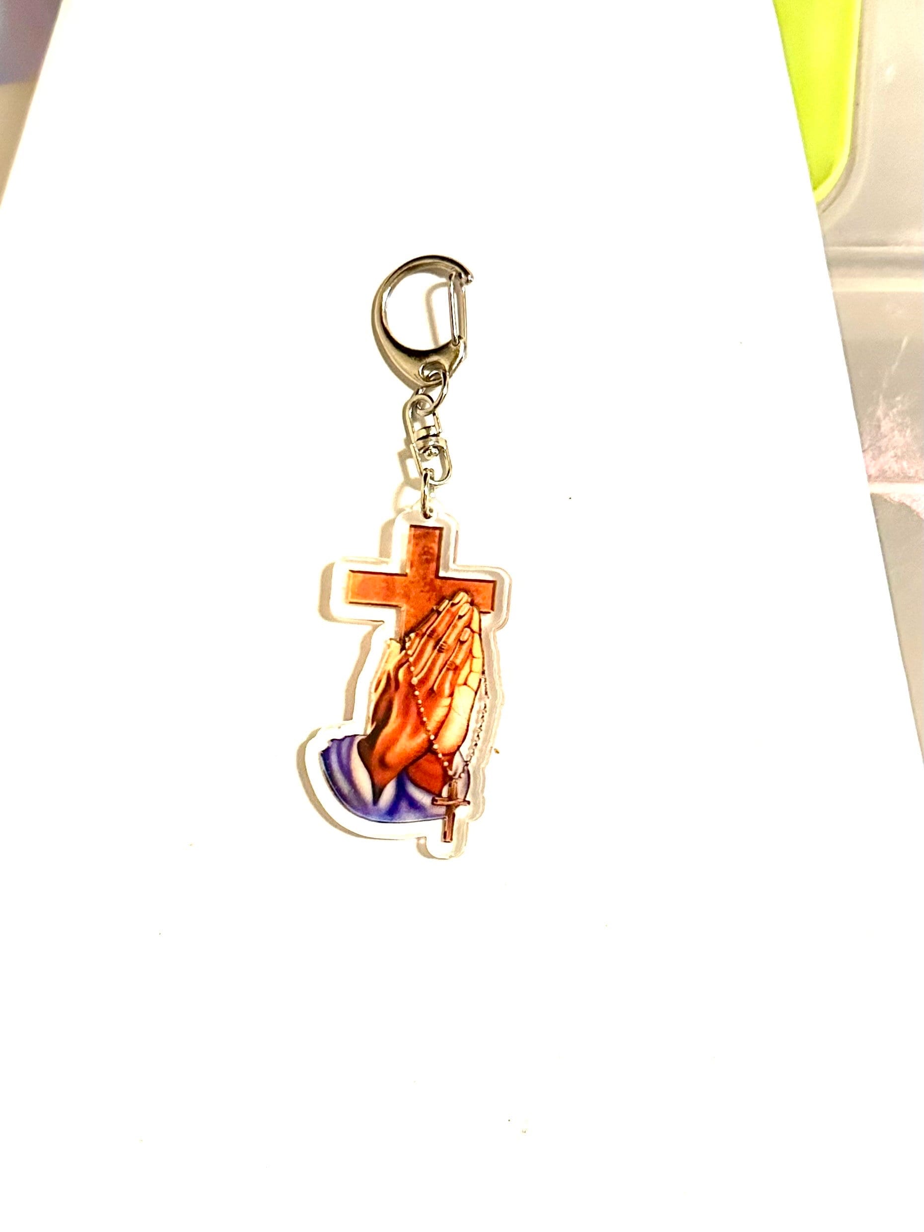 Praying Hands With Cross Keychain, Praying Hands Keychain, Christian ...