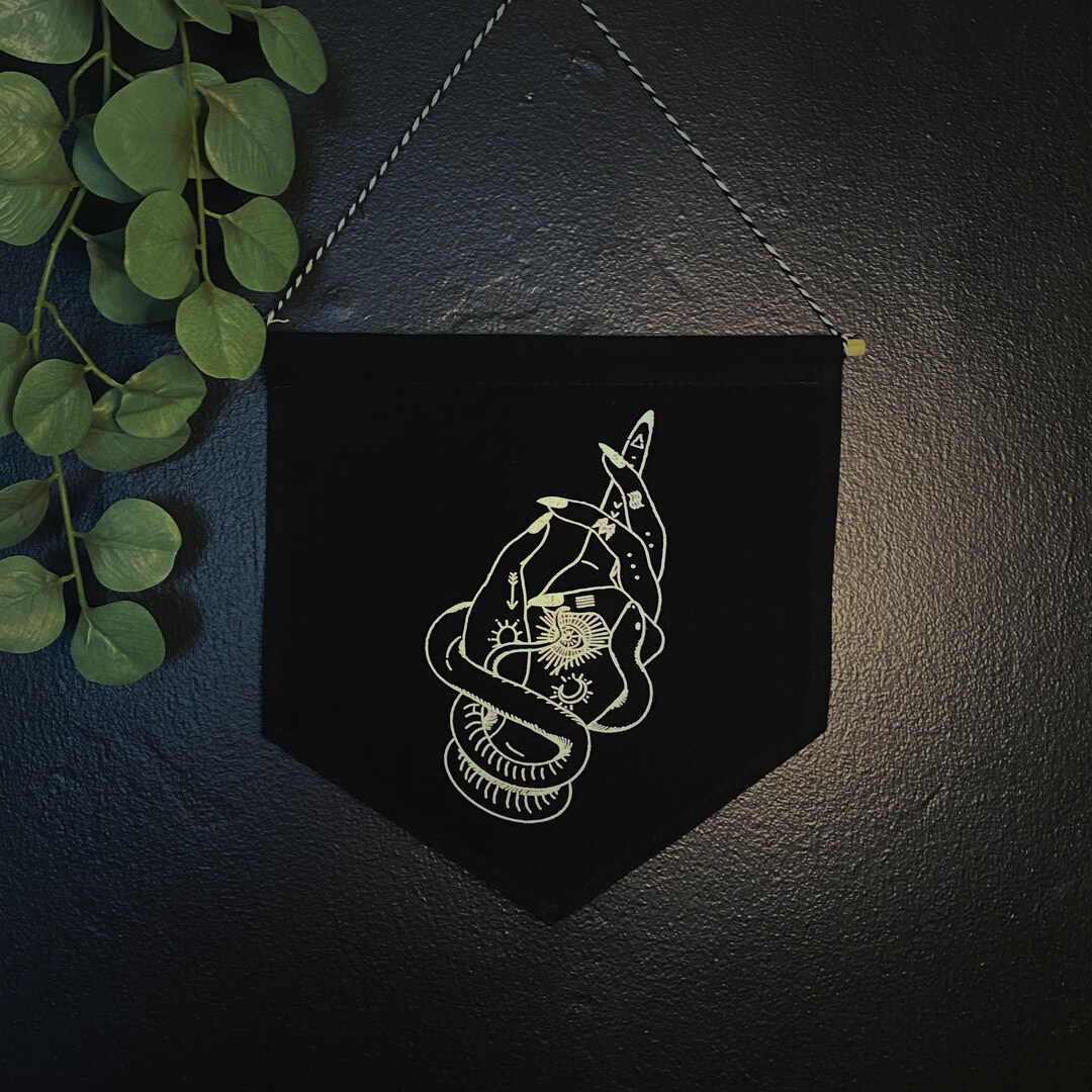 Witchy Hand Serpent High Quality Canvas Wall Hanging, Pennant, Mystical ...