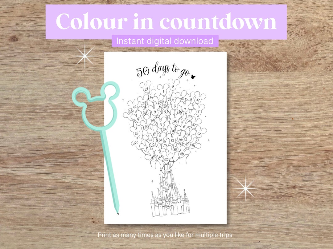 50 Day Castle Countdown Colour in Sheet (digital Download) - Etsy