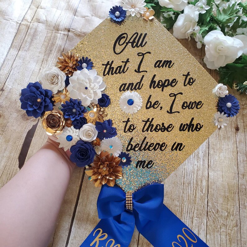 Graduation Cap Toppers/ Flower Graduation Cap/ Glitter Graduation Cap ...