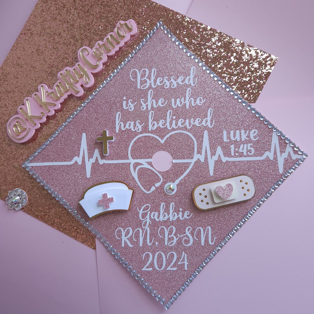 Blessed is She Graduation Cap Toppers/ Flower Graduation Cap/ Glitter ...