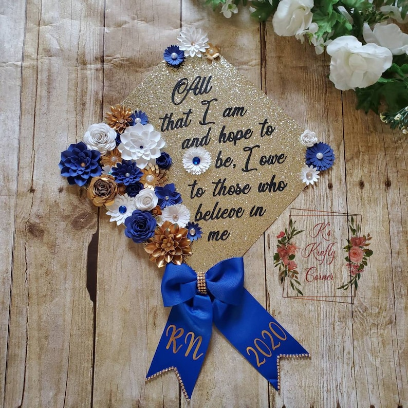 Graduation Cap Toppers/ Flower Graduation Cap/ Glitter Graduation Cap ...