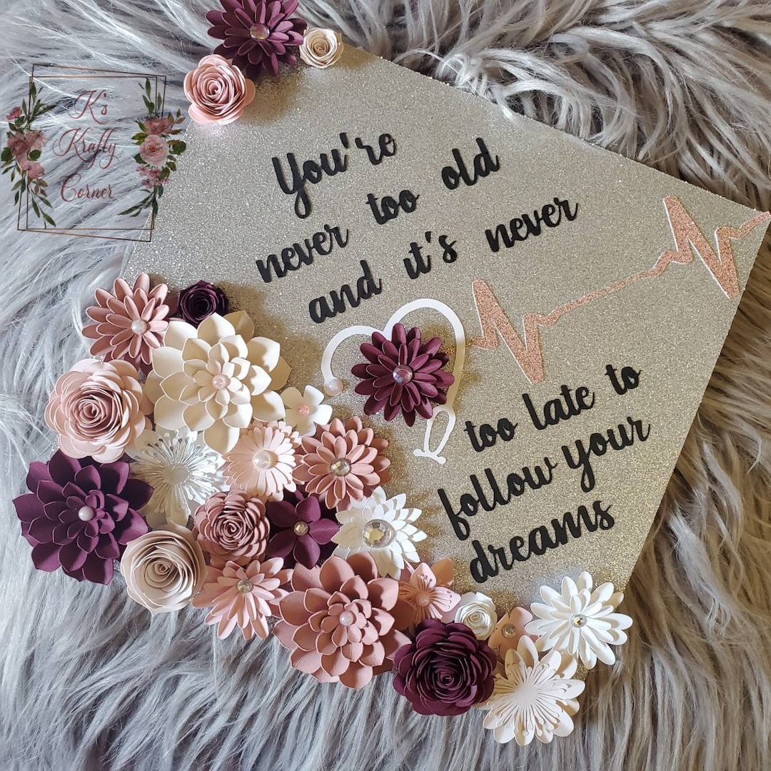 Graduation Cap Toppers/ Flower Graduation Cap/ Glitter Graduation Cap ...