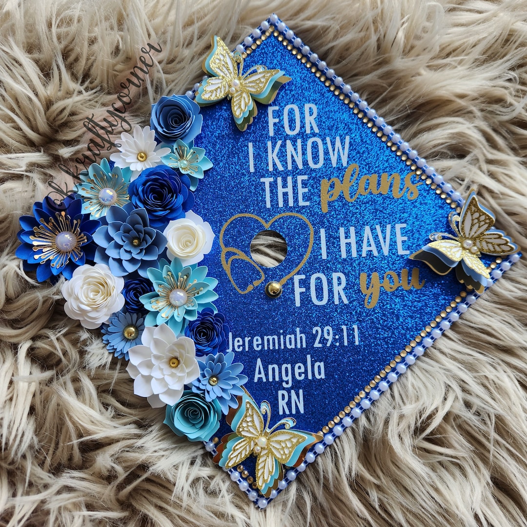 For I Know the Plans I Have for You Graduation Cap Toppers/ Flower ...