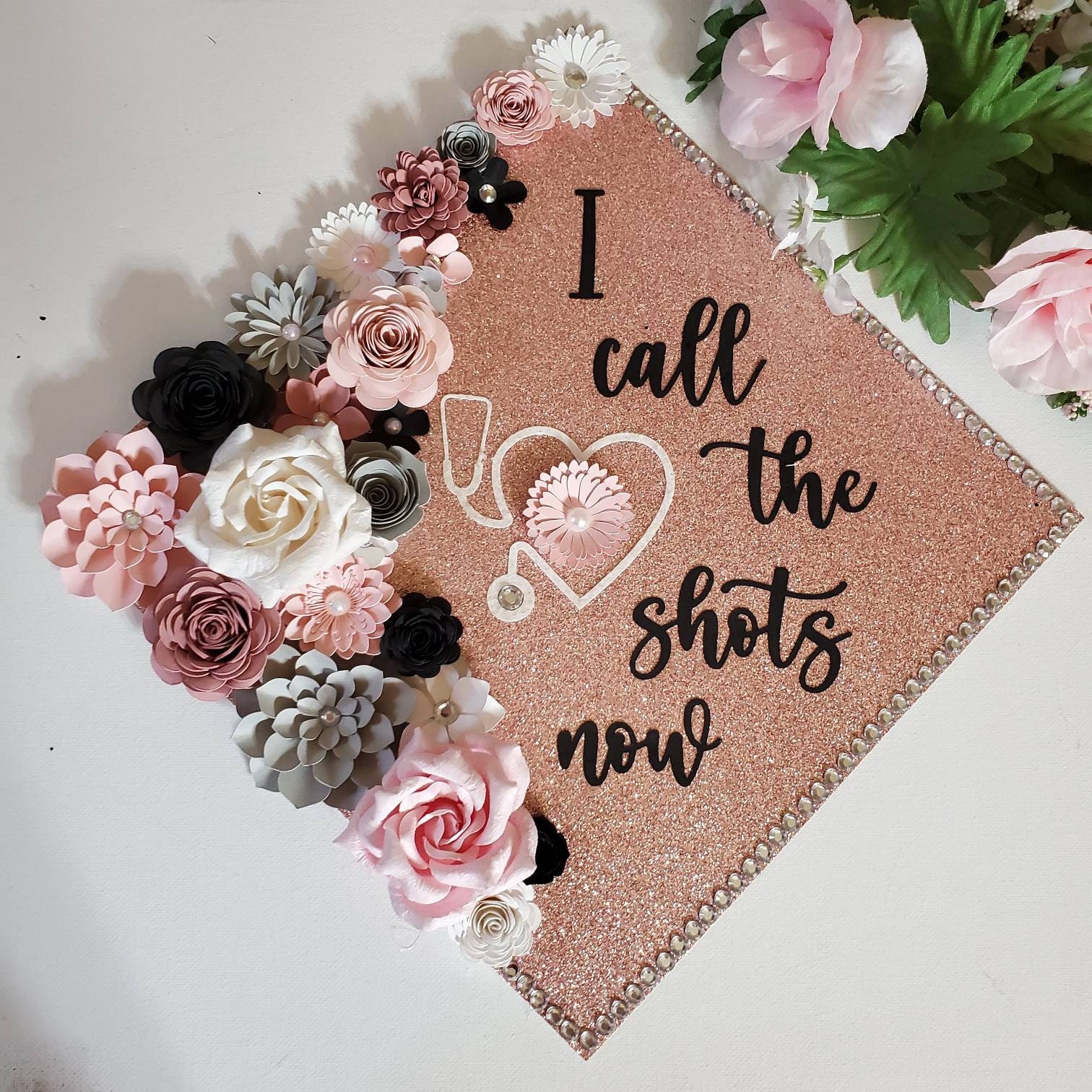 Graduation Cap Toppers/ Flower Graduation Cap/ Glitter - Etsy