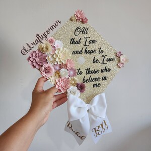 Graduation Cap Toppers/ Flower Graduation Cap/ Glitter Graduation Cap ...