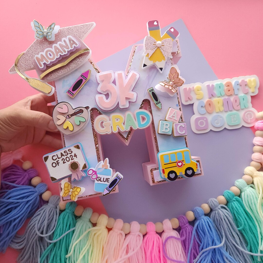 3k Grad 3d Letter/ Graduation Present/ 3d Letter/ Pre K Graduation ...