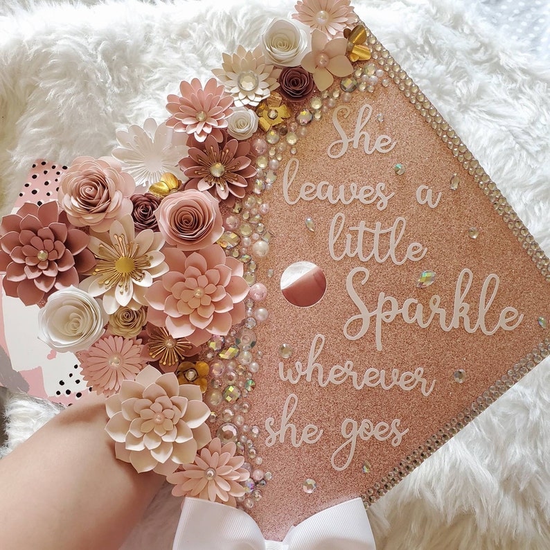 Graduation Cap Toppers/ Flower Graduation Cap/ Glitter - Etsy
