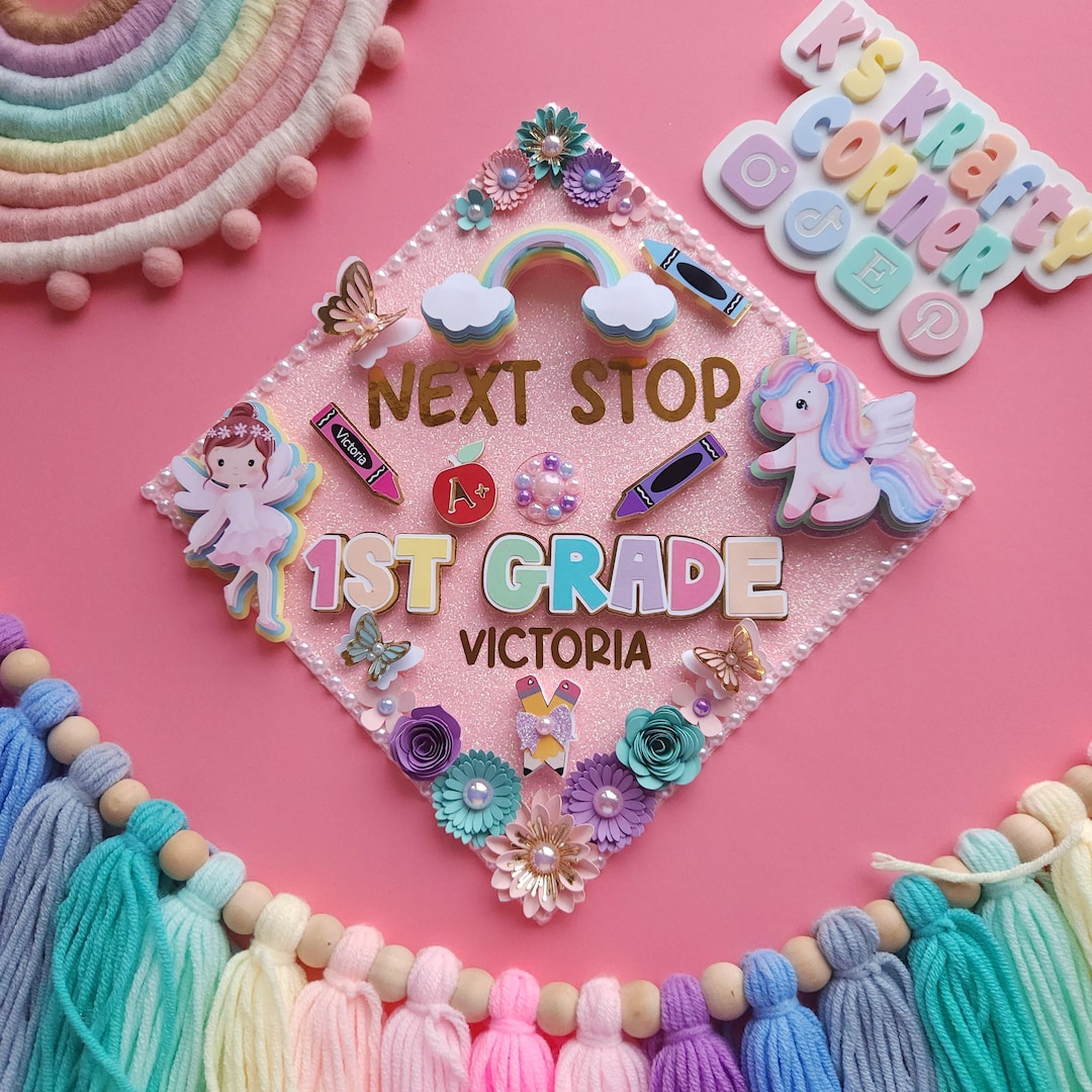 Kindergarten Unicorns and Fairies Graduation Cap/ 3d Letter/ Prek ...