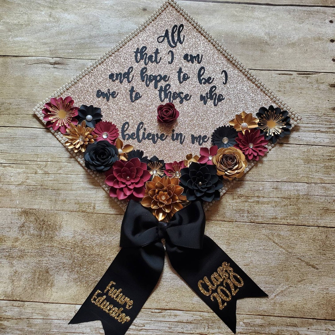 Graduation Cap Toppers/ Flower Graduation Cap/ Glitter - Etsy