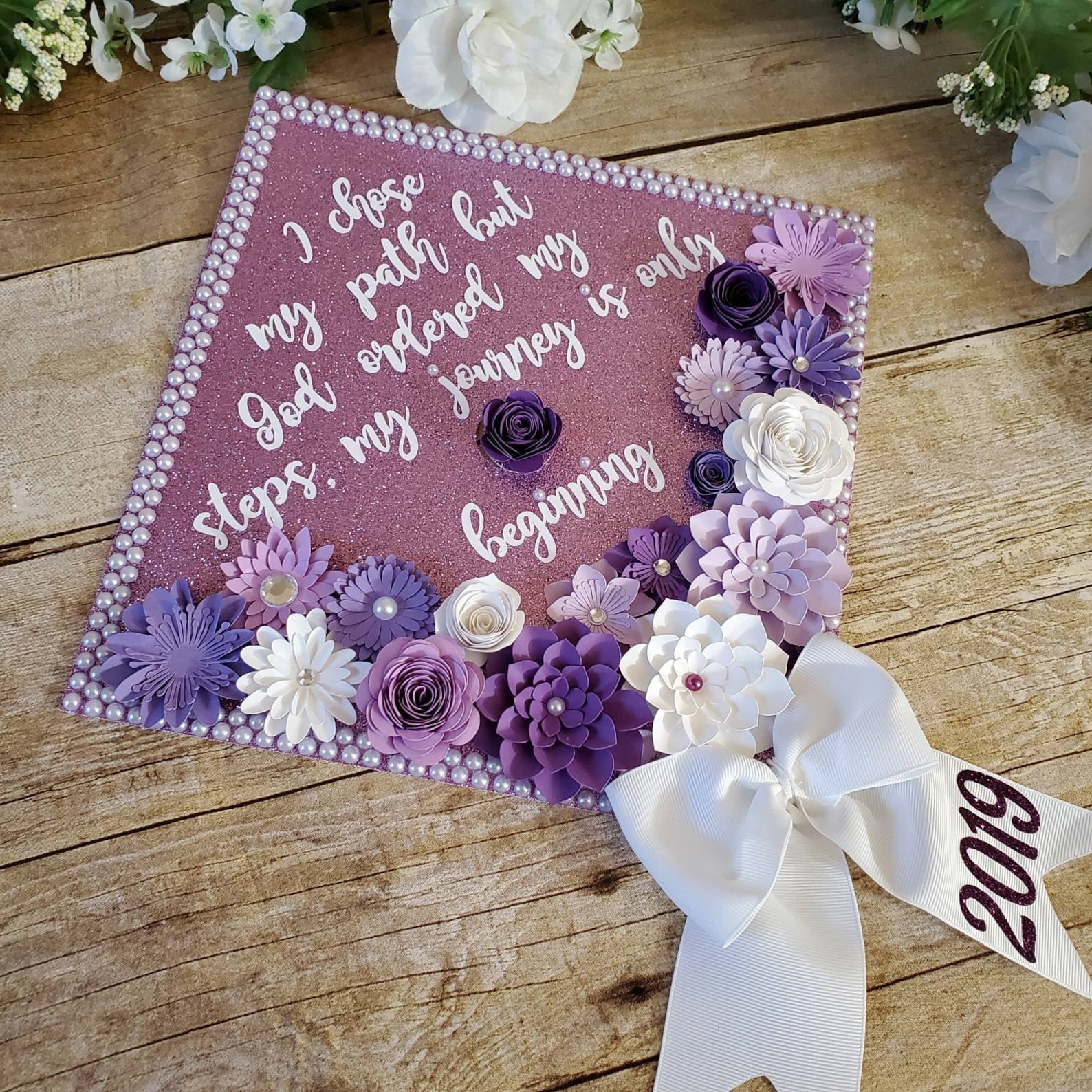 Graduation Cap Toppers/ Flower Graduation Cap/ Glitter Graduation Cap ...