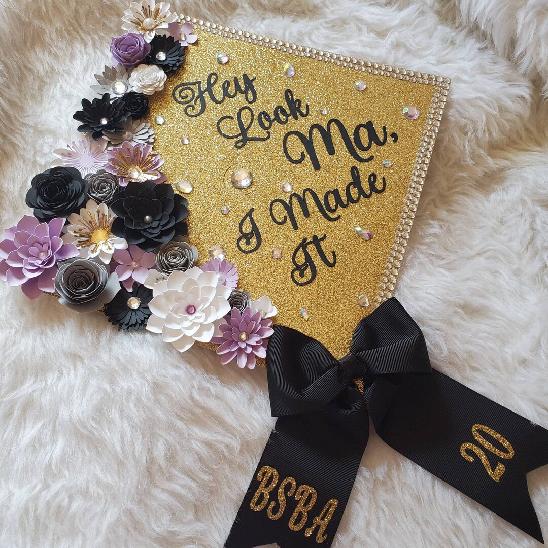 Graduation Cap Toppers/ Flower Graduation Cap/ Glitter - Etsy
