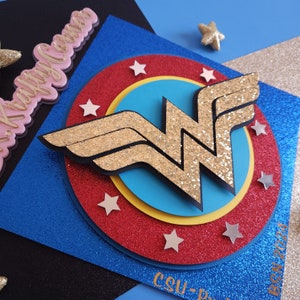 Wonder Woman Graduation Cap Toppers/ Flower Graduation Cap/ Glitter ...