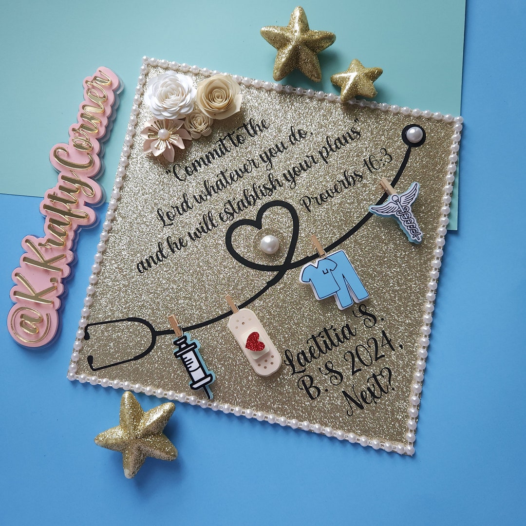 Graduation Cap Toppers/ Flower Graduation Cap/ Glitter Graduation Cap ...