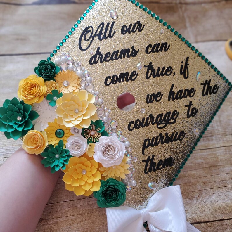 Graduation Cap Toppers/ Flower Graduation Cap/ Glitter | Etsy