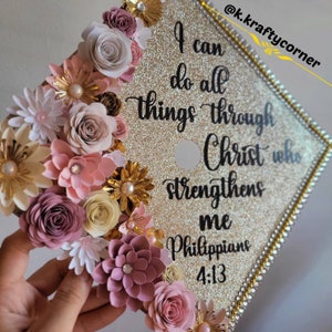 Graduation Cap Toppers/ Flower Graduation Cap/ Glitter Graduation Cap ...