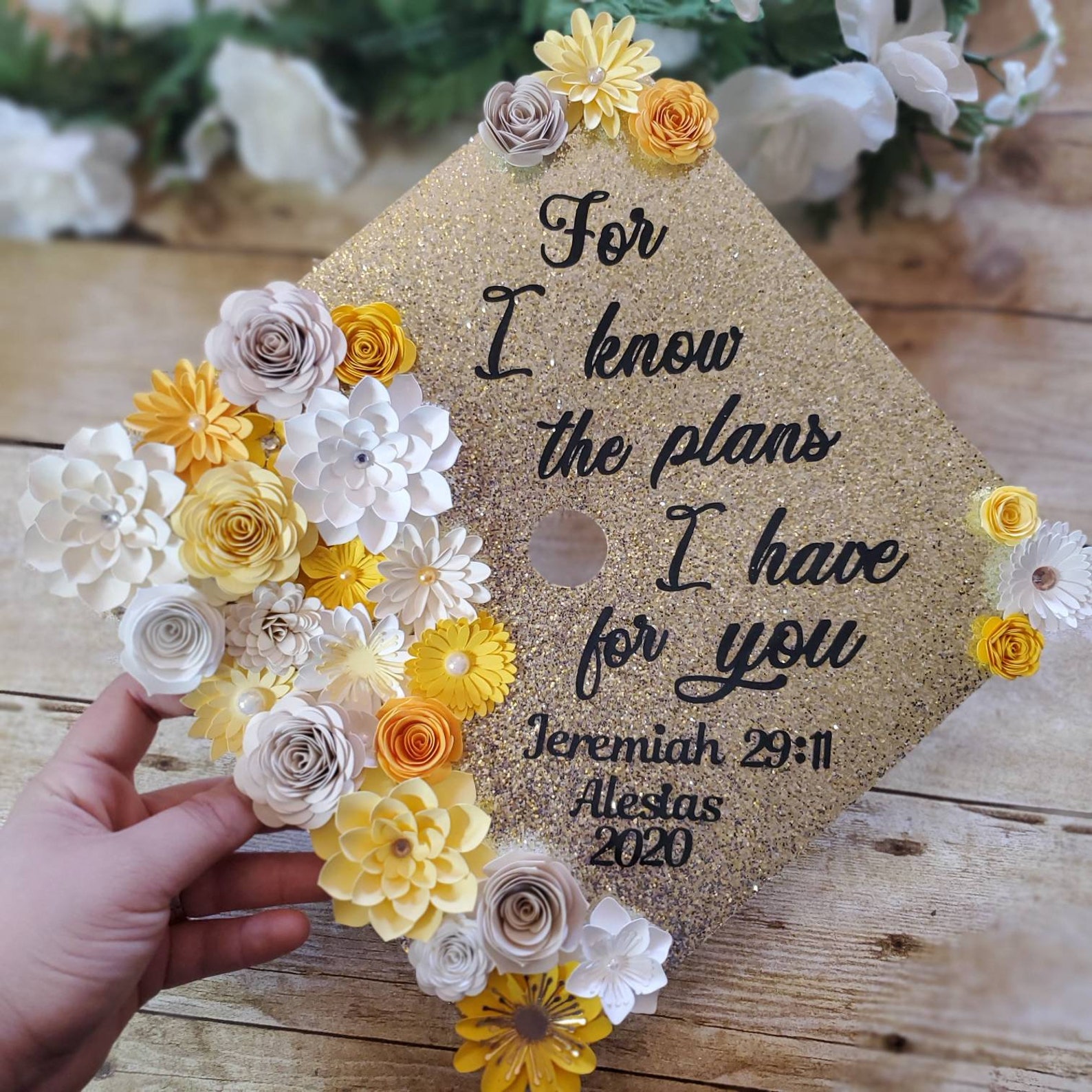 Graduation Cap Toppers/ Flower Graduation Cap/ Glitter | Etsy