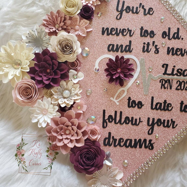 Graduation Cap Toppers/ Flower Graduation Cap/ Glitter | Etsy