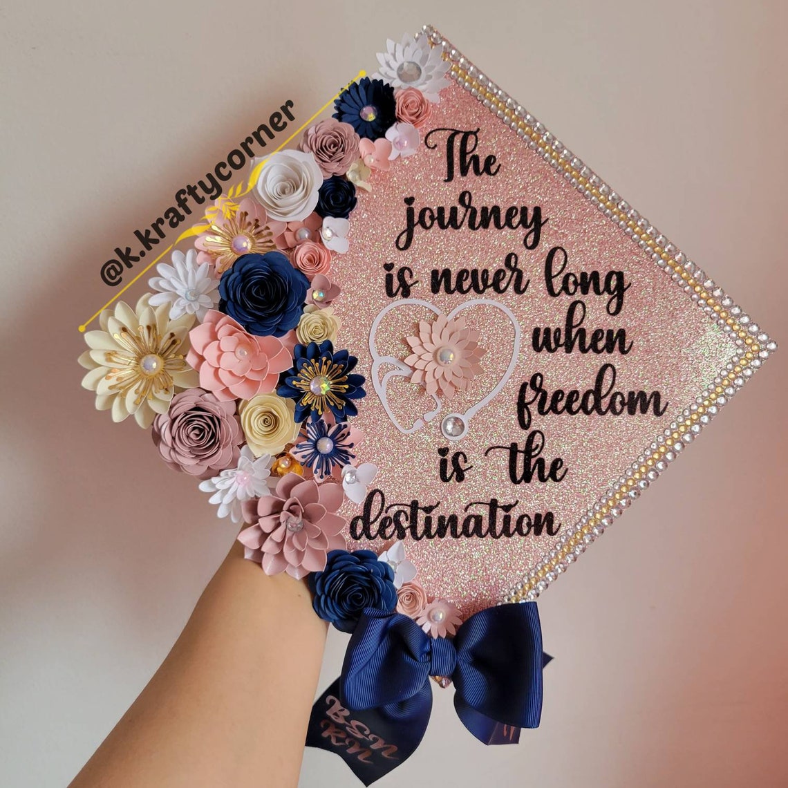 Graduation Cap Toppers/ Flower Graduation Cap/ Glitter - Etsy